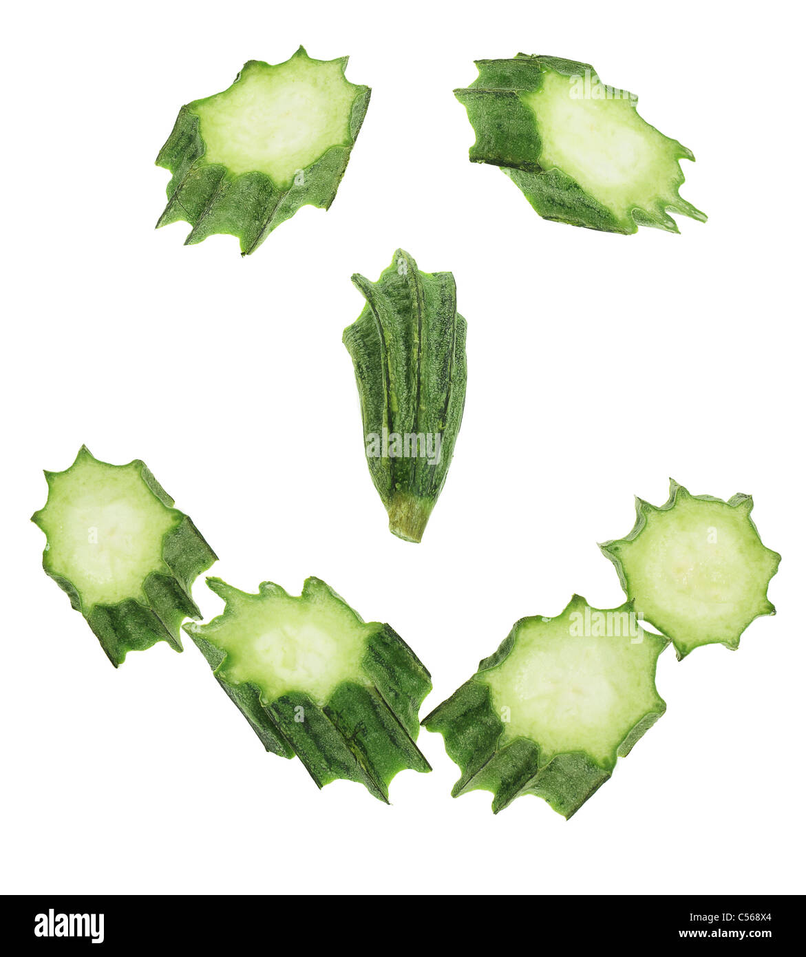 Chinese Okra Pieces Arranged in Shape of Face Stock Photo - Alamy