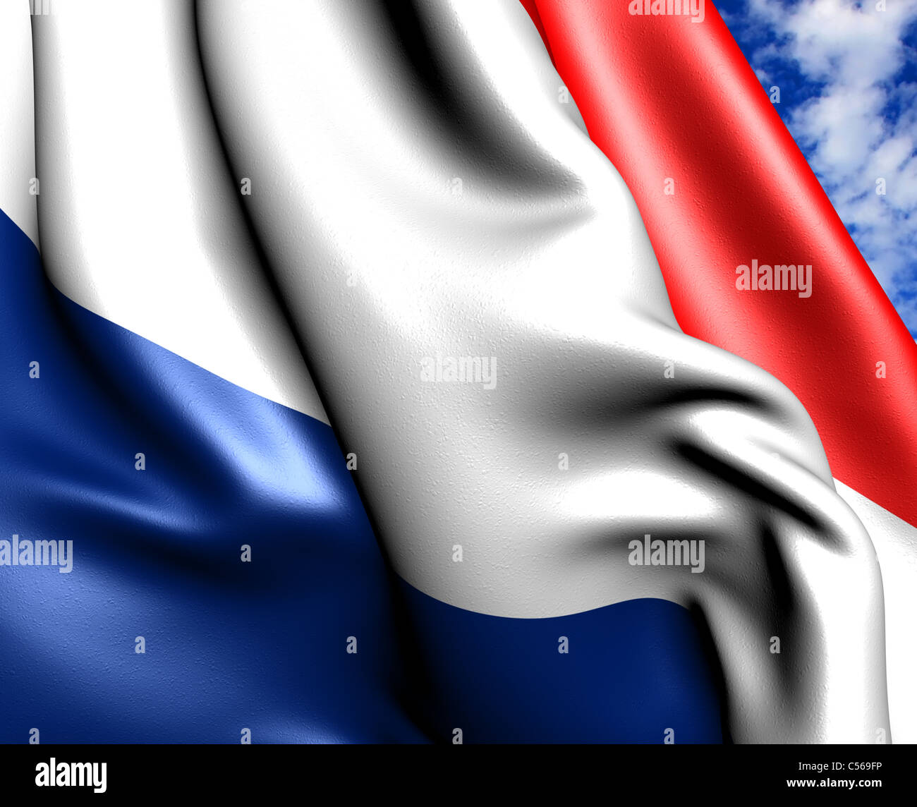 Flag of Netherlands against cloudy sky. Close up Stock Photo - Alamy