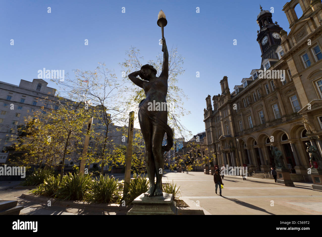 Nymph statues outside the old post office building City Square Leeds ...