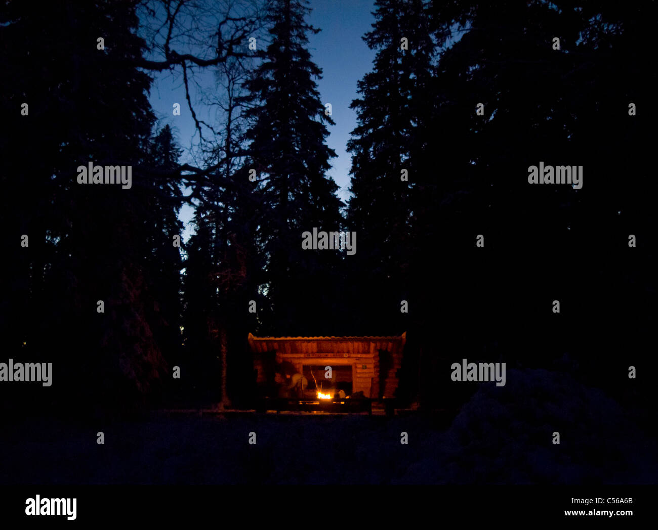 Campfire in the cold night Stock Photo - Alamy