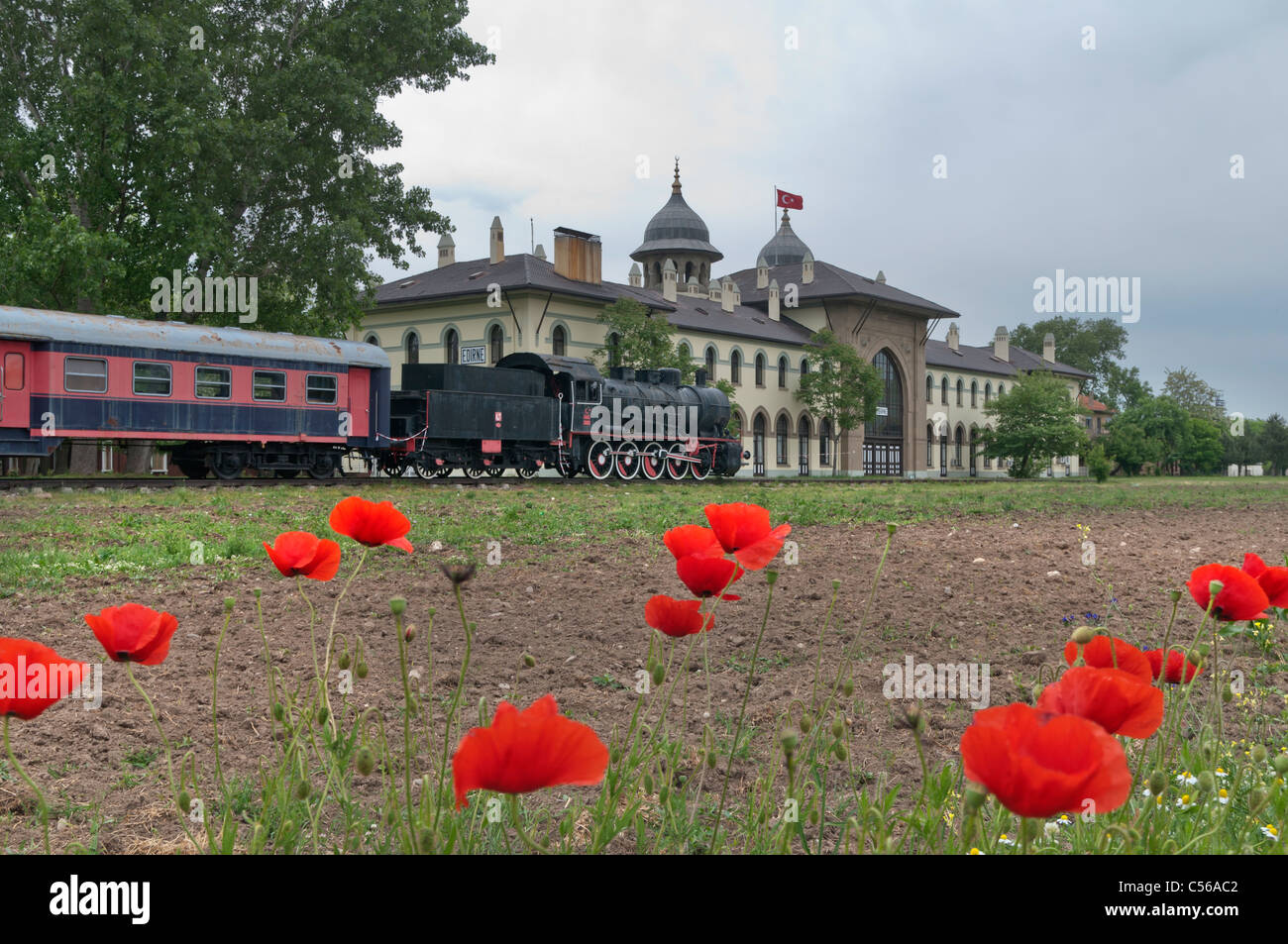 The Karaağaç Railway Station,converted into the main building of the ...