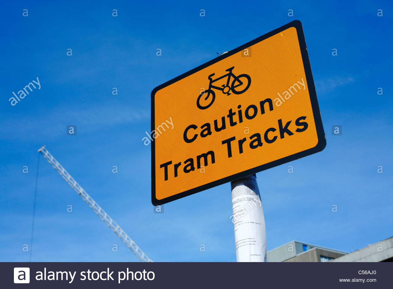 Sign for tram tracks Stock Photo - Alamy
