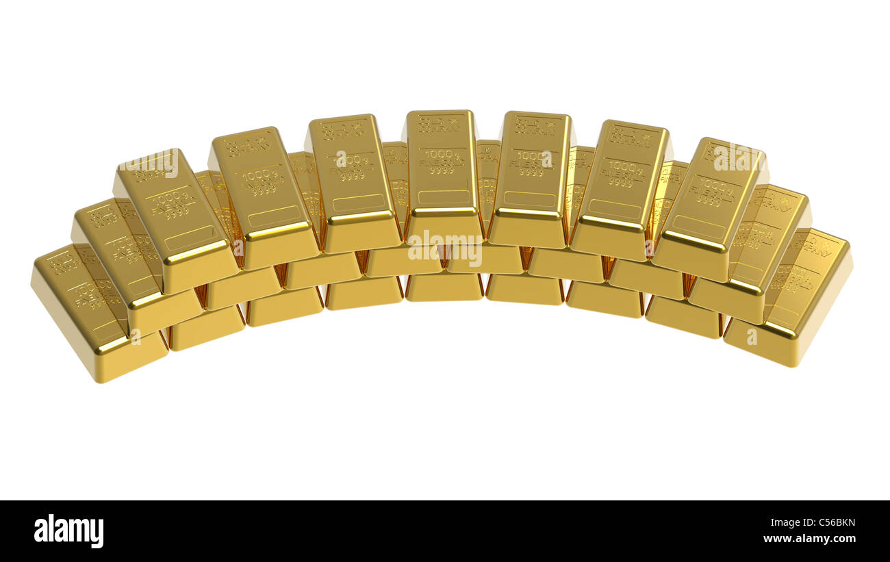 bullion isolated on white 3d render Stock Photo - Alamy