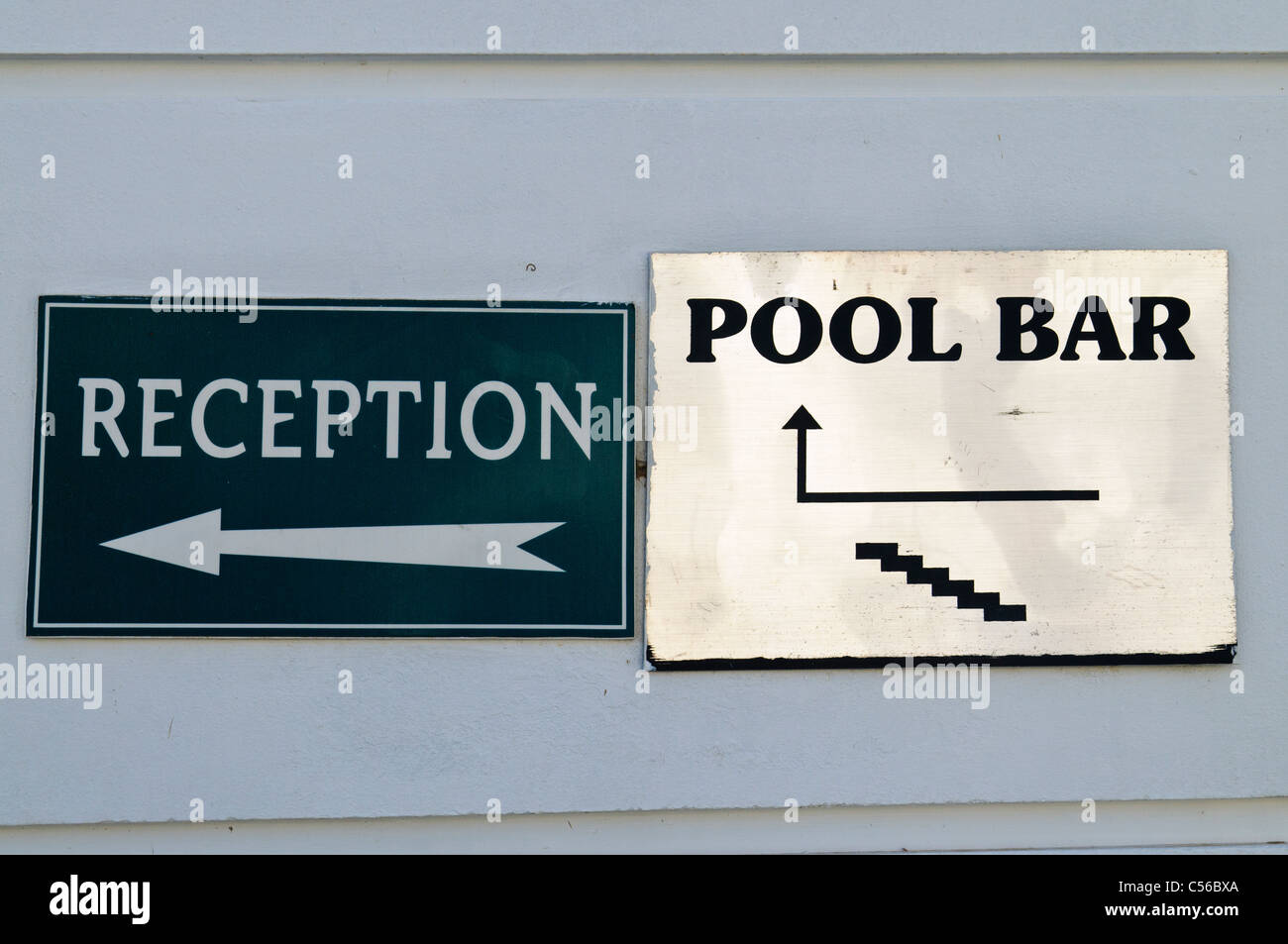 Direction signs of a wall in a hotel hi-res stock photography and ...