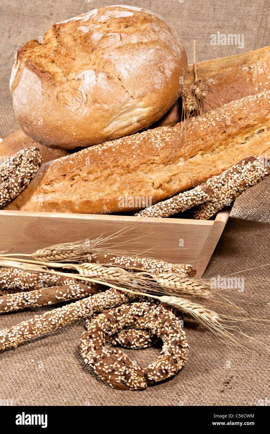 Variety of freshly backed breads Stock Photo - Alamy