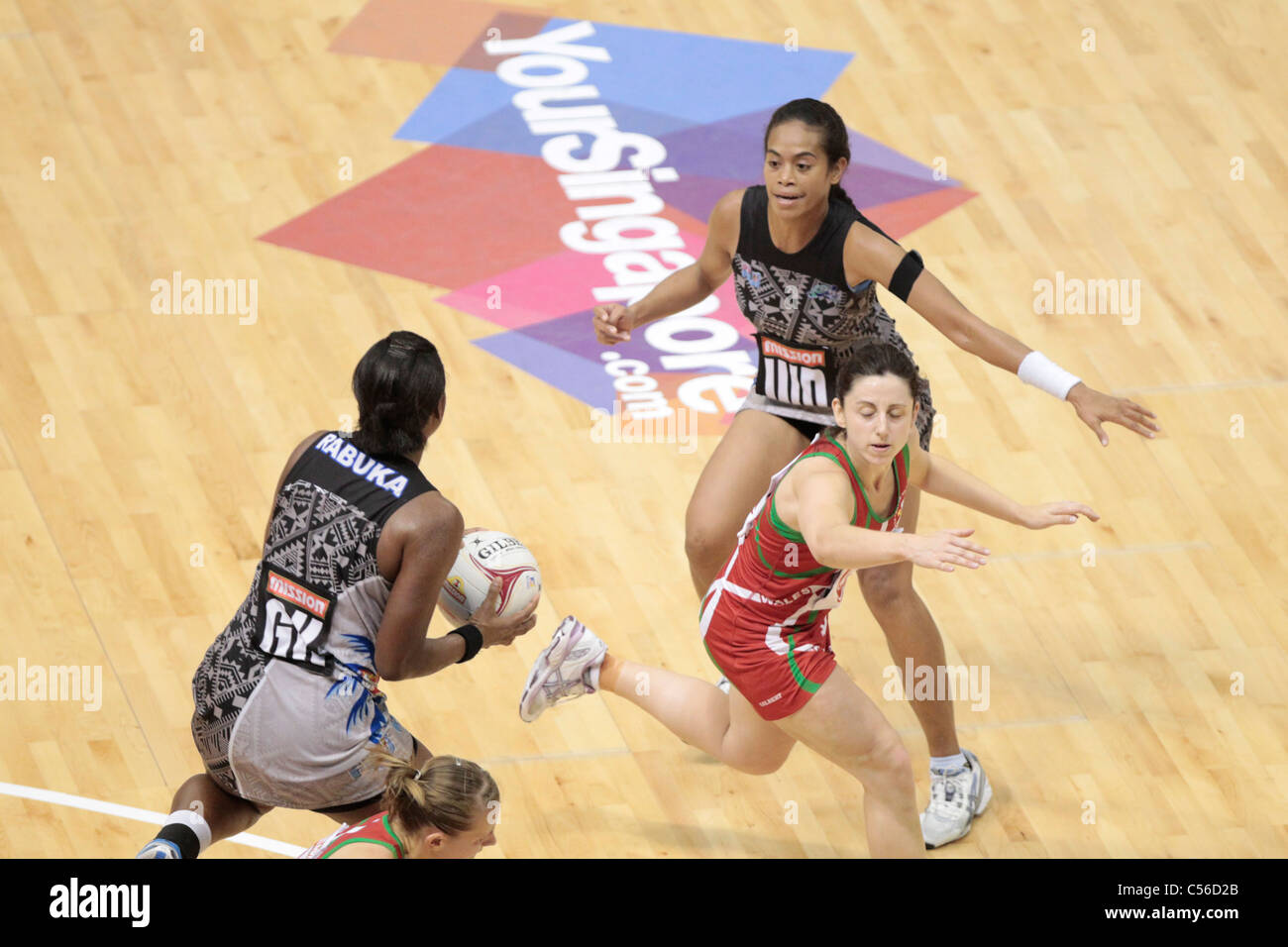 09.07.2011 Suzanne Drane of Wales(red) miscues her lunge to block the ...