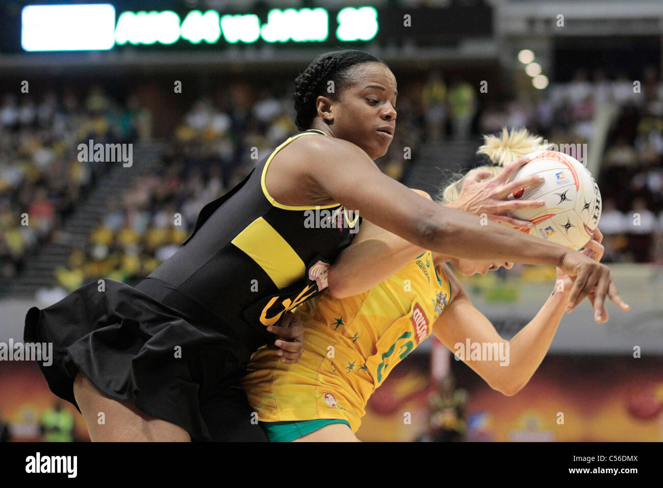 09.07.2011 Catherine Cox of Australia(right) gets to the ball under ...