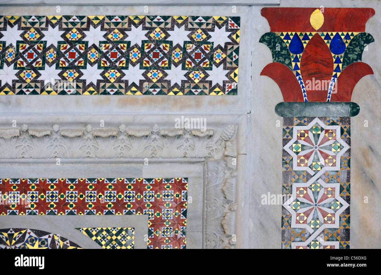 Geometric designs set in marble inside the Capella Palatina in the ...