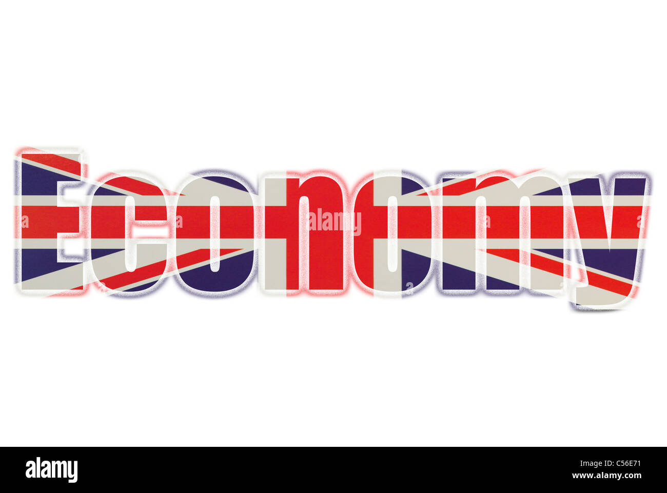 The word Economy against a Union Jack background Stock Photo - Alamy