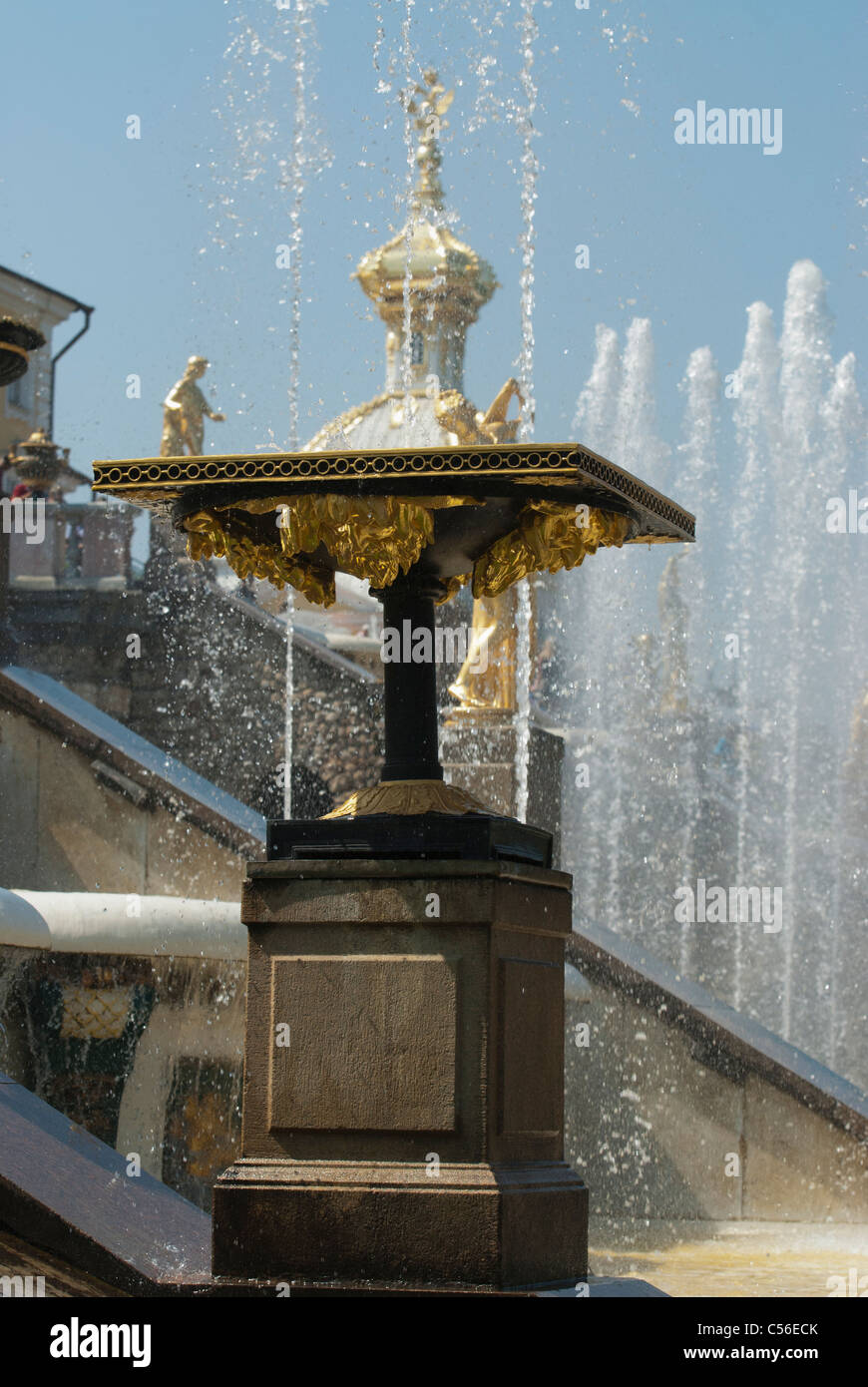 Detail of Grand Cascade fountain of Peterhof Palace. St.Petersburg ...