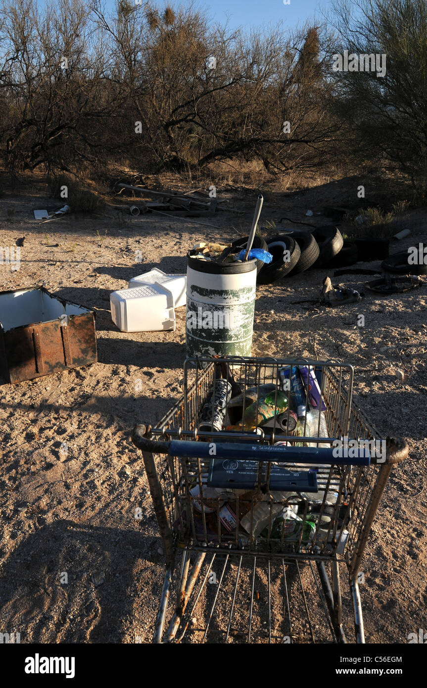 Much of the trash that was illegally dumped along a riverbed in Tucson ...
