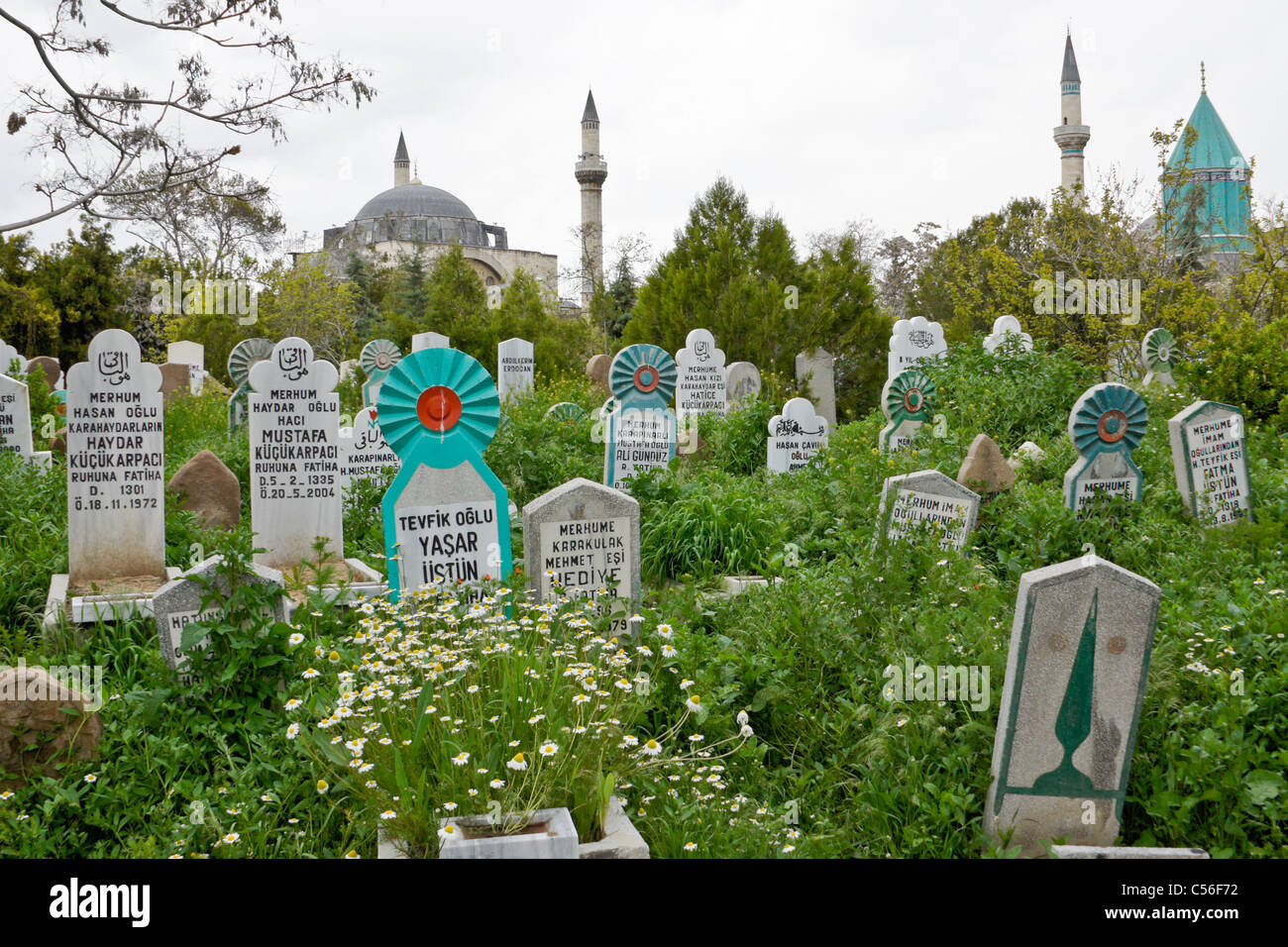 Ucler Mezarligi Muslim cemetery and Mevlana Museum, Konya, Turkey Stock ...