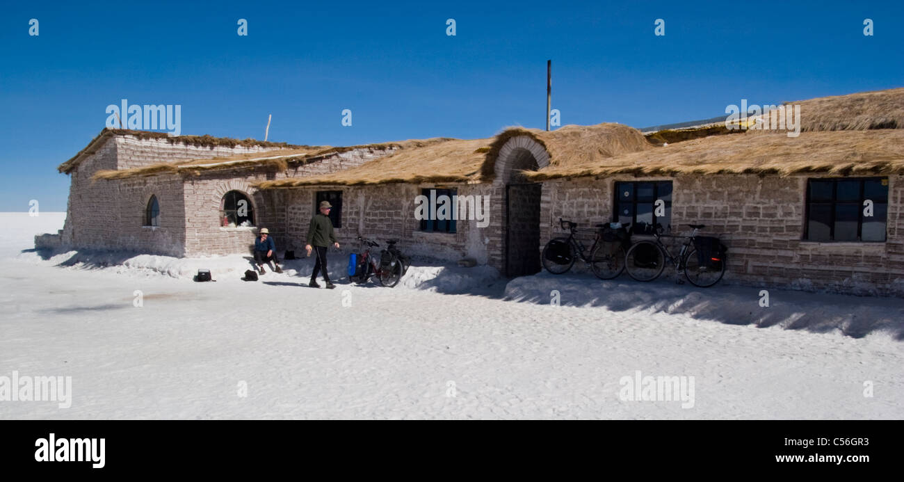 Building made of salt on the Salar de Uyuni salt flat, Bolivia Stock ...