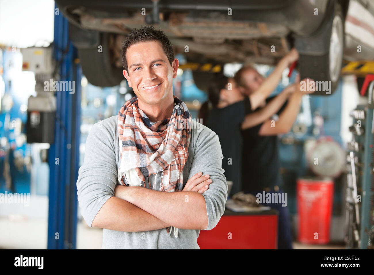 Portrait happy mechanic female customer hi-res stock photography and ...
