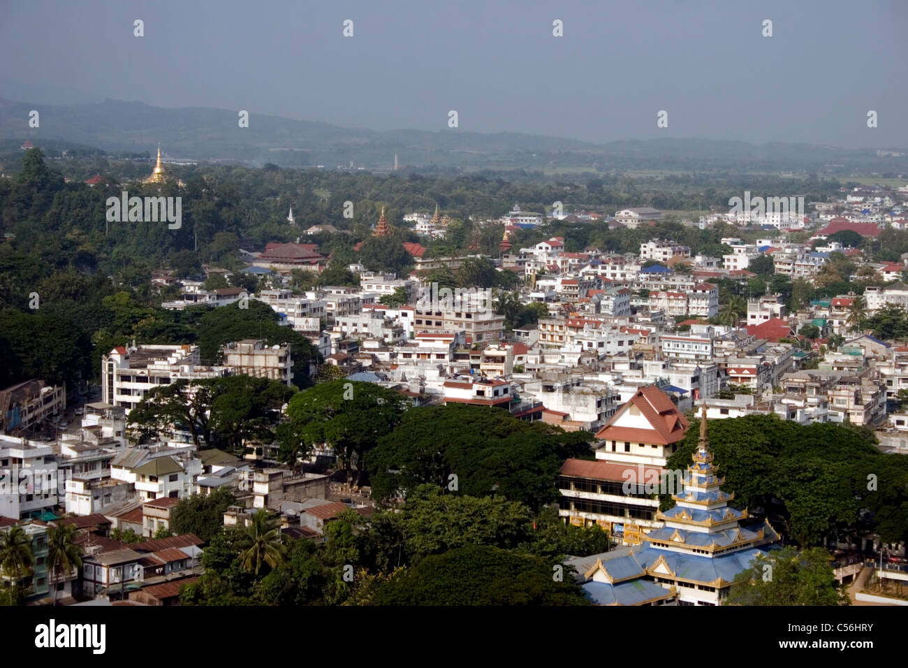A view from above of the notorious Thailand - Burma border town of ...