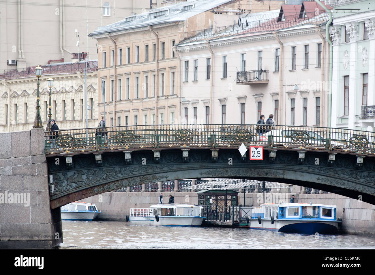 Bridge over one of the many waterways in St. Petersburg, Russia Stock ...