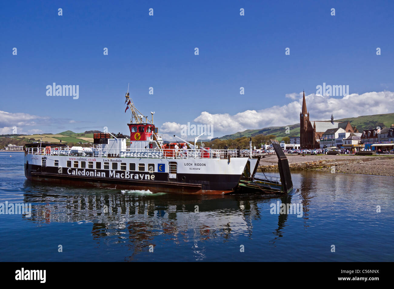 Caledonian MacBrayne car and passenger ferry Loch Riddon enters the ...