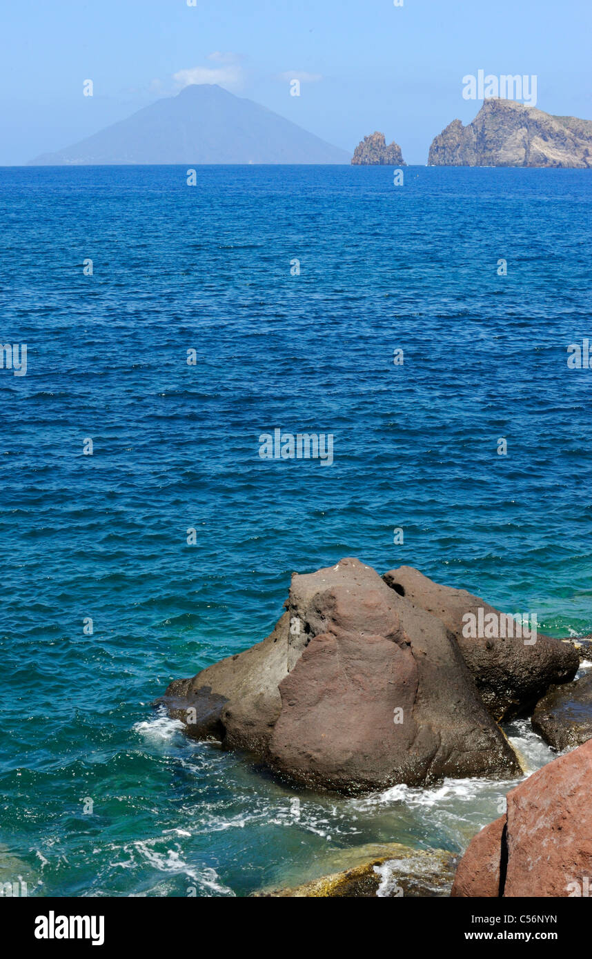 Stromboli viewed from the island of Panarea Stock Photo - Alamy