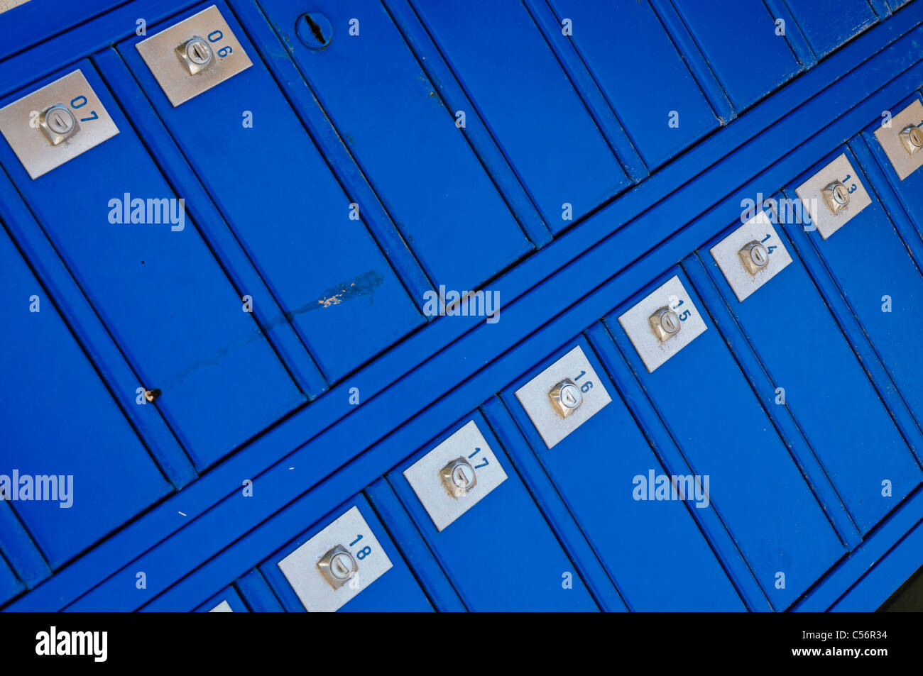 Greek post office boxes for village residences to collect mail Stock ...