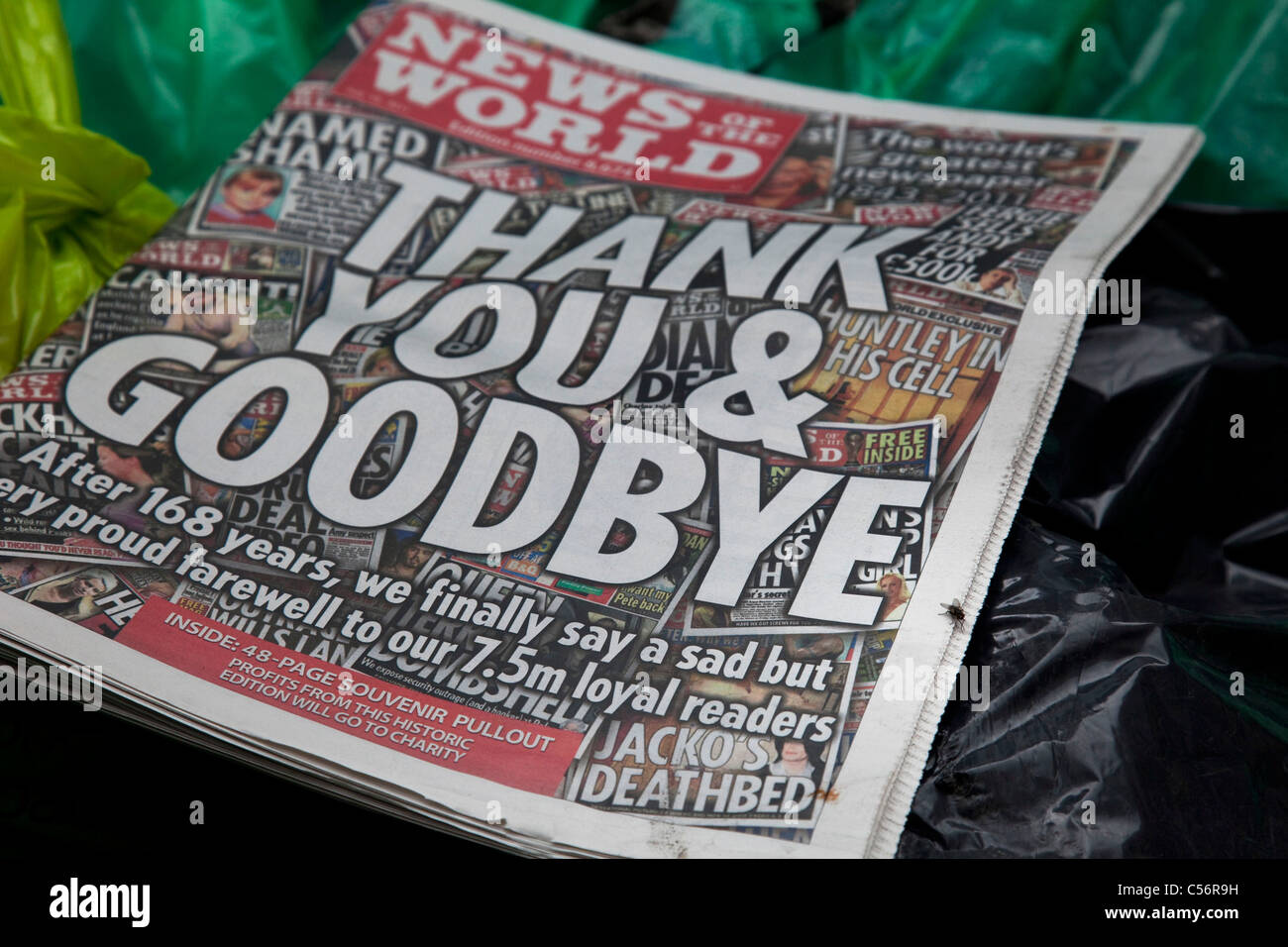 The last ever copy of tabliod newspaper News of The World. Sunday 10th ...