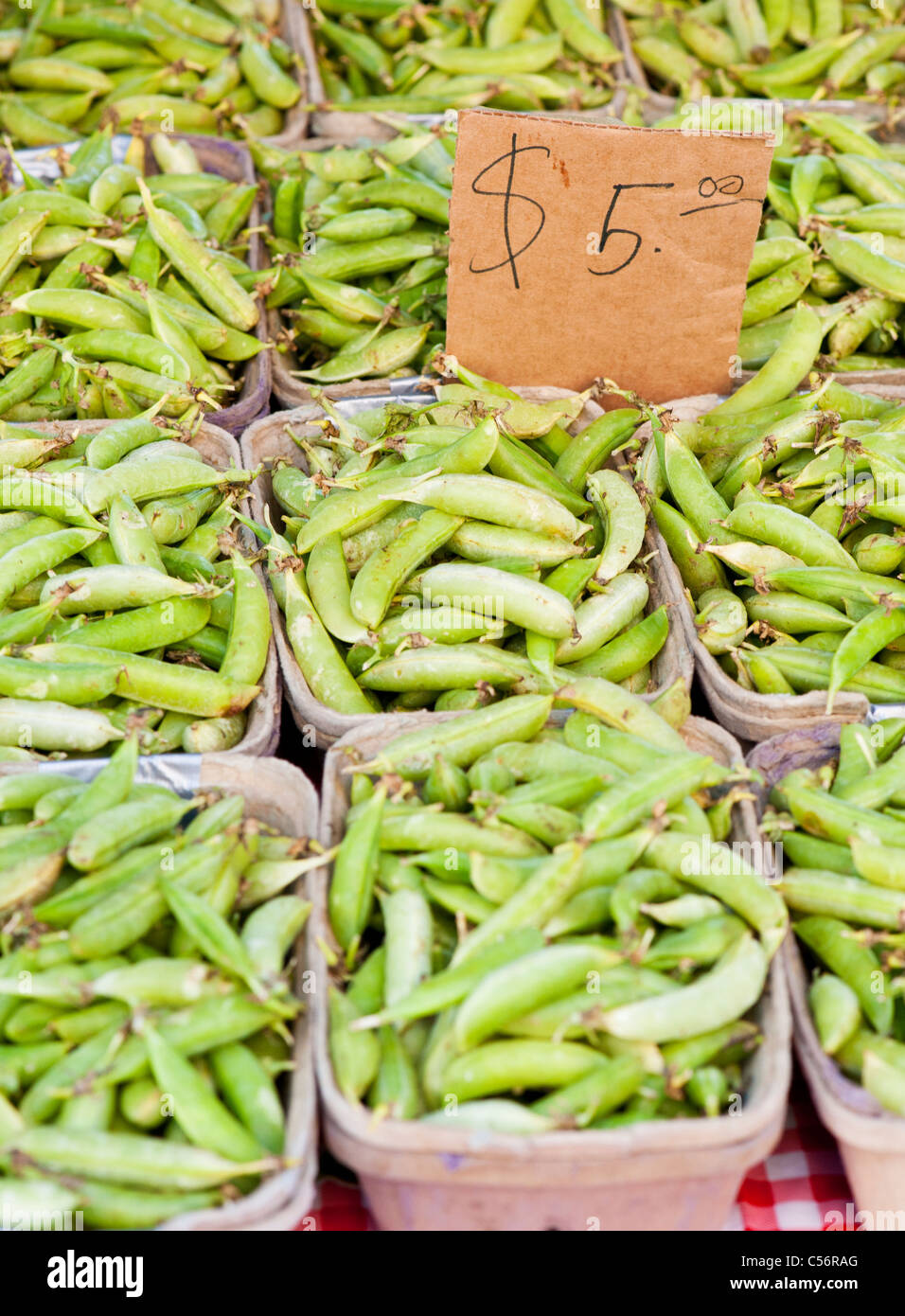 CARTONS OF PEAS FOR SALE AT THE MILL CITY FARMERS MARKET Stock Photo ...