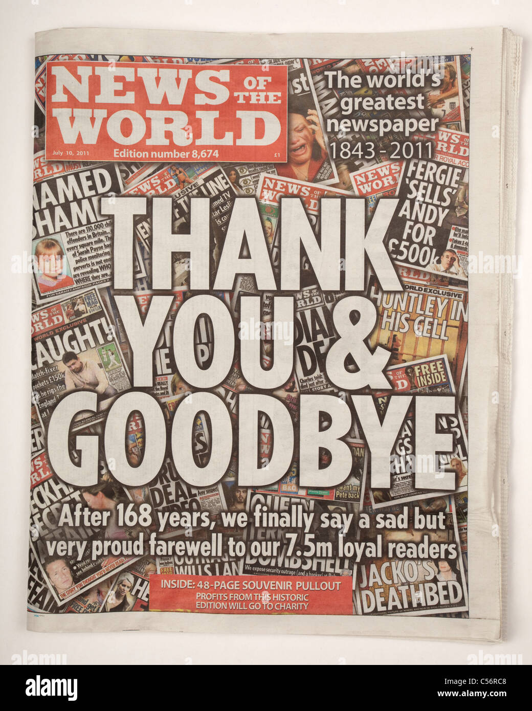 Final issue of 'News of the World' edition 8,674 **editorial use only ...