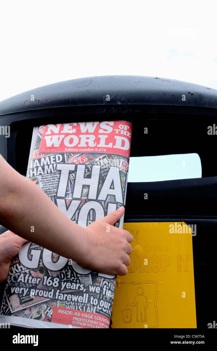 Last edition News of the World ,Trashed,thrown away ,binned by a Child ...