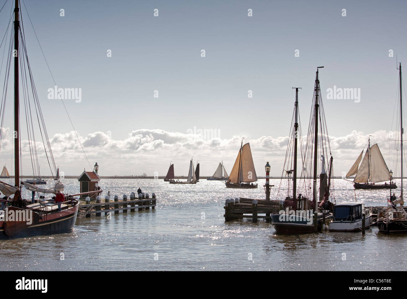 The Netherlands, Volendam. Yearly race of traditional sailing ships ...