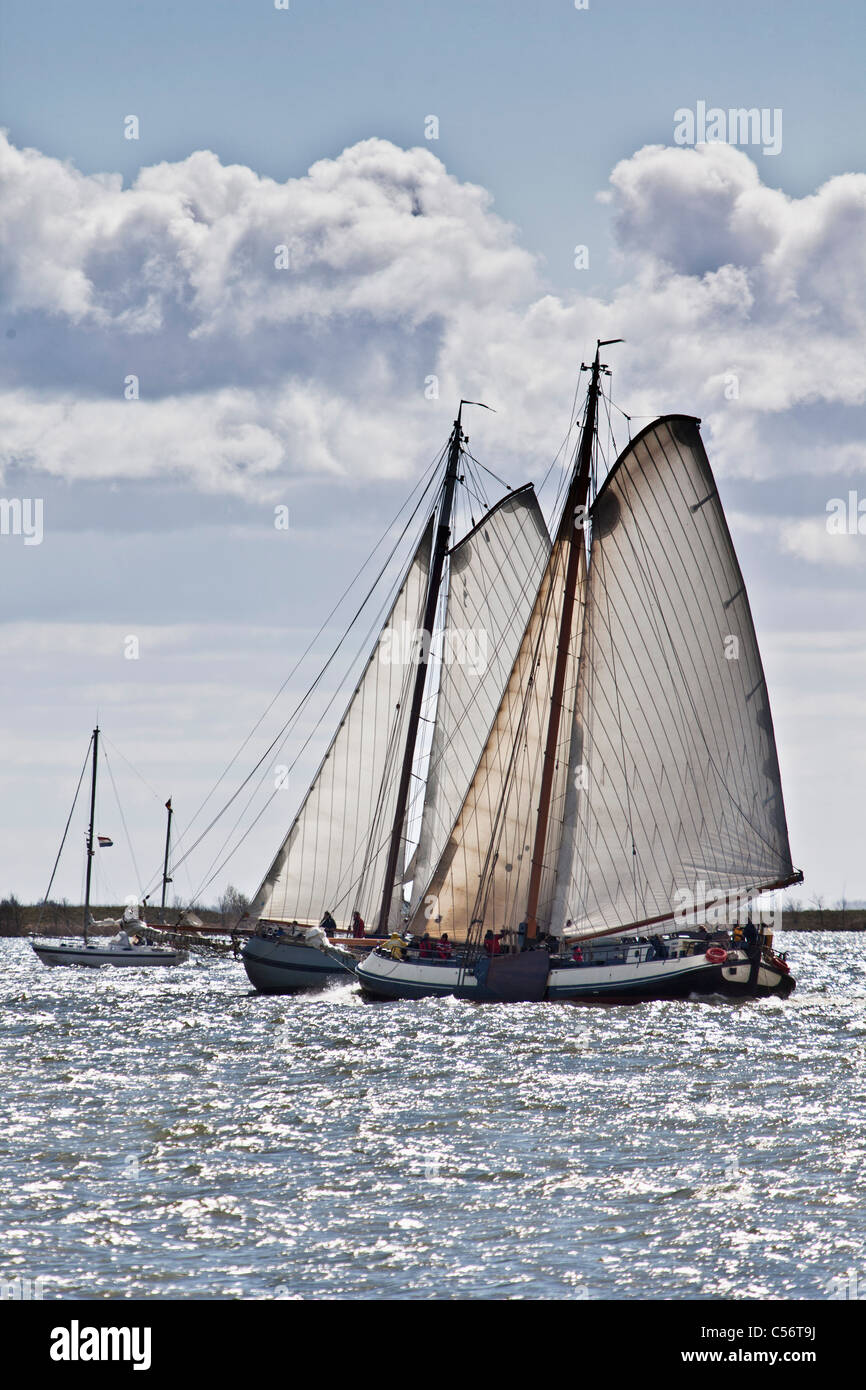 The Netherlands, Volendam. Yearly race of traditional sailing ships ...