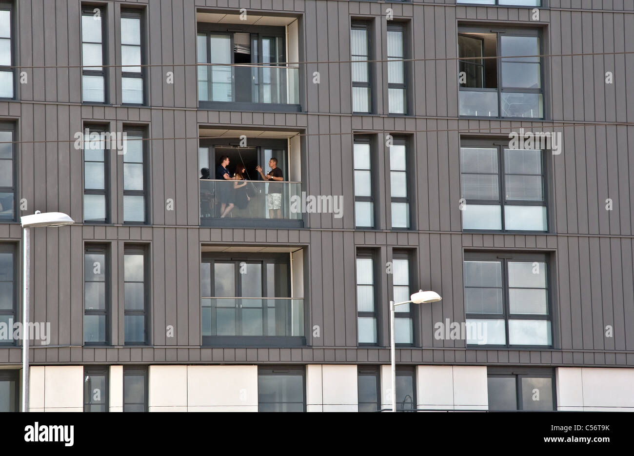 High rise modern living apartments flats balconies hi-res stock ...