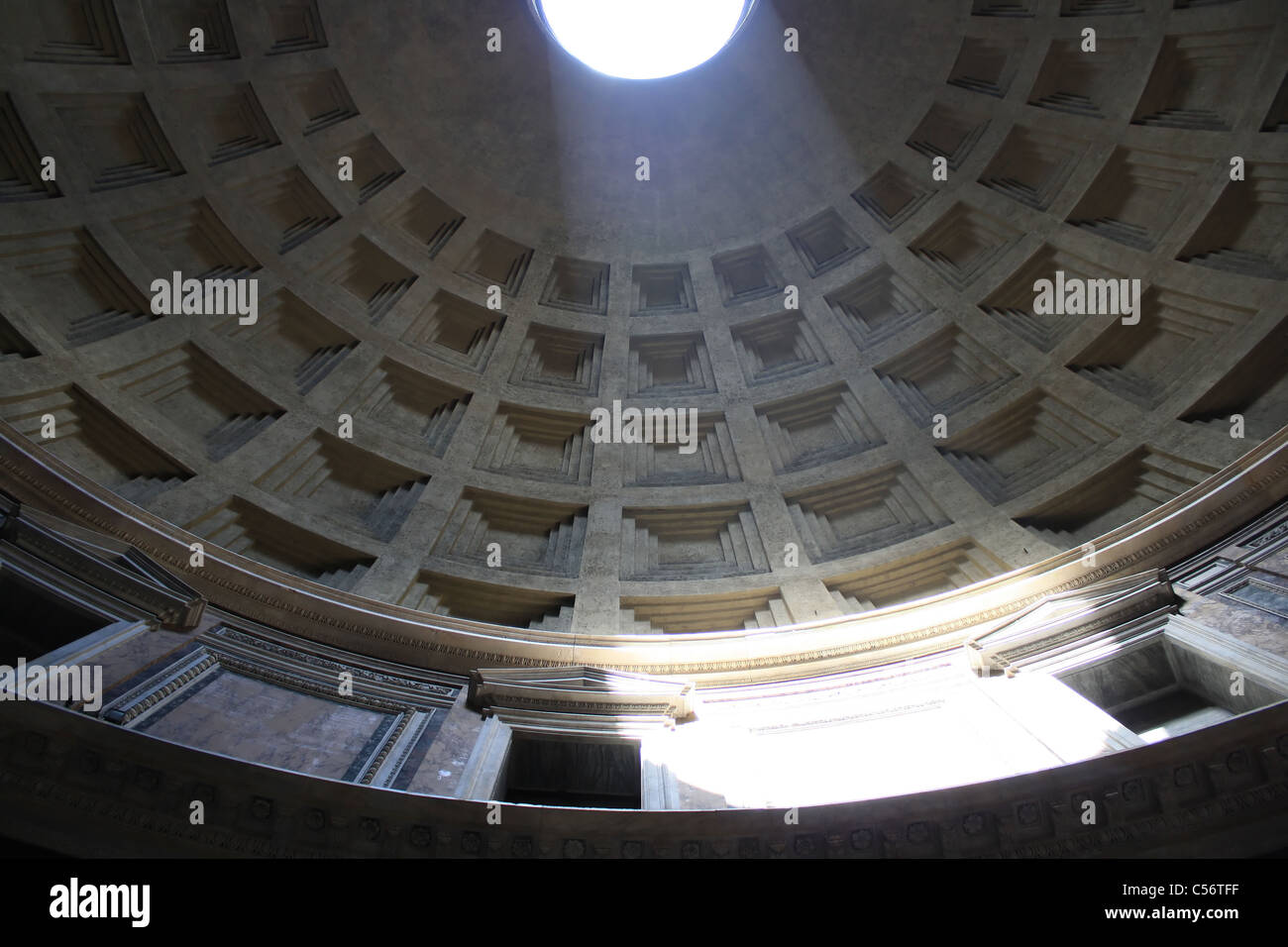 The Pantheon in Rome from, A beam of light falls through the hole in ...