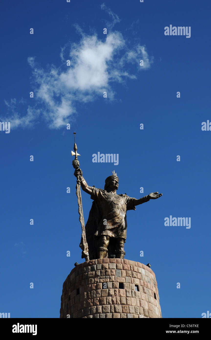The statue of Pachacutec in Cusco, peru Stock Photo - Alamy