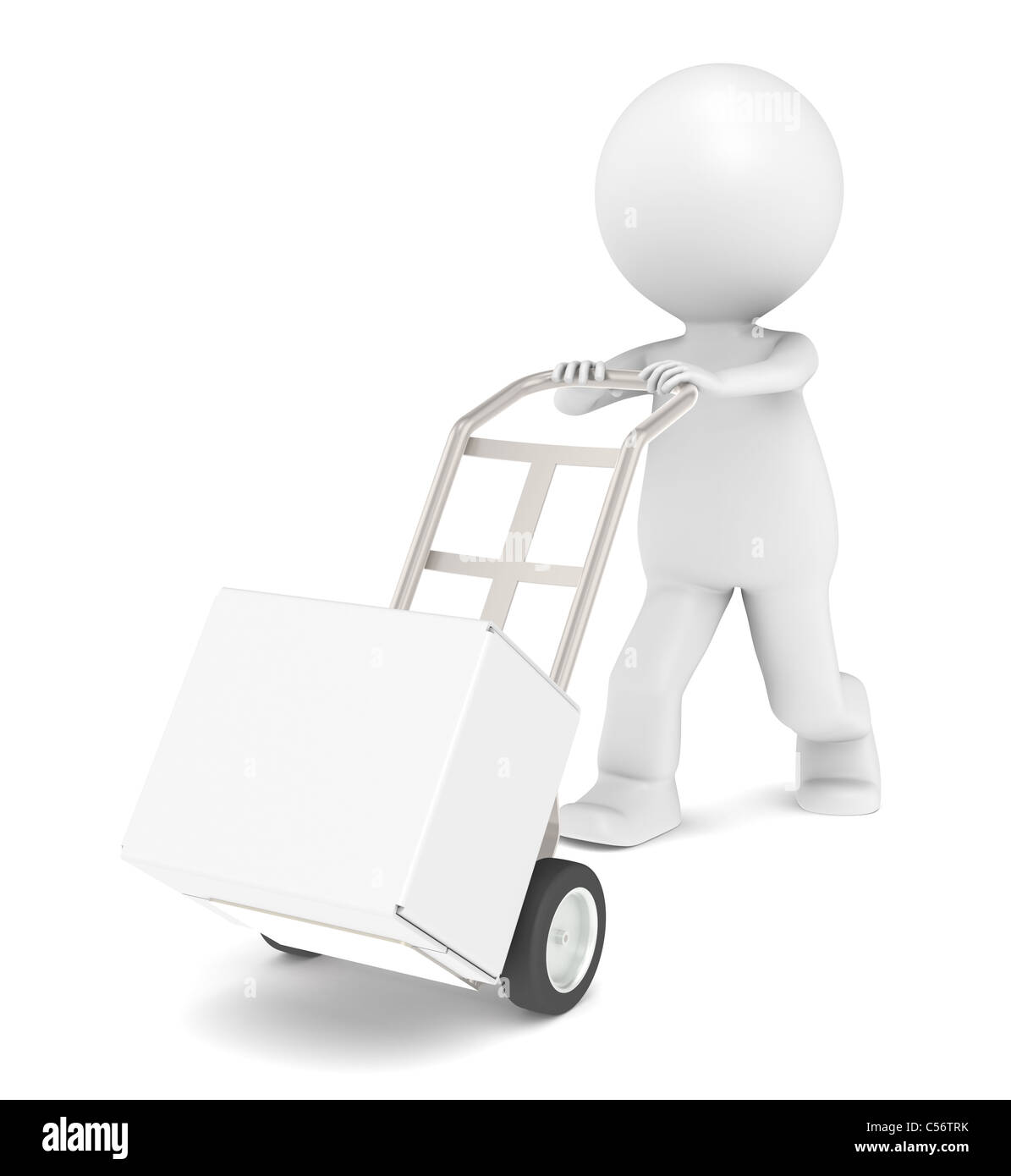 3D Little Human Character transporting a Box Stock Photo - Alamy