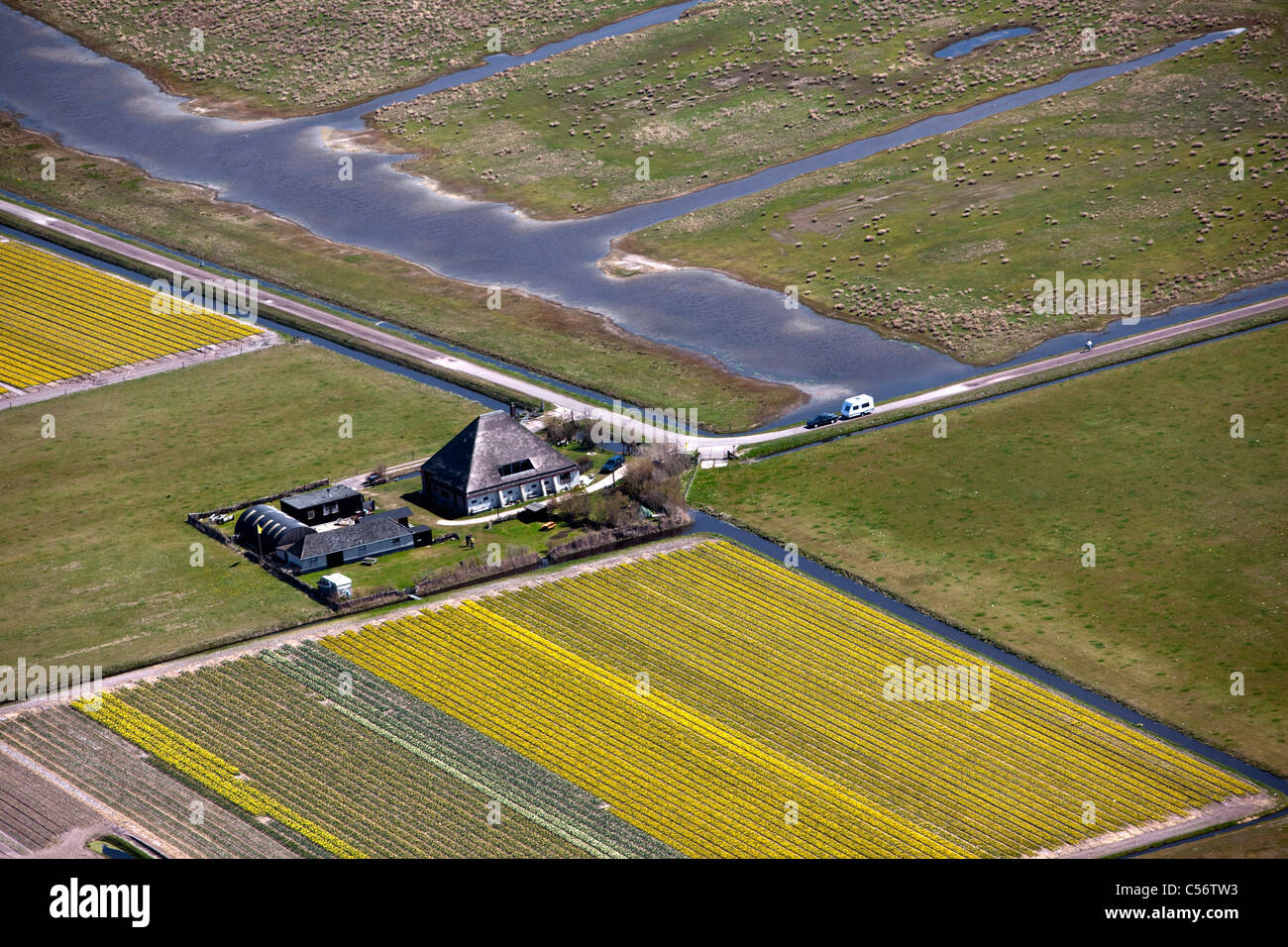 The Netherlands, Callantsoog, Aerial view of farm Stock Photo - Alamy