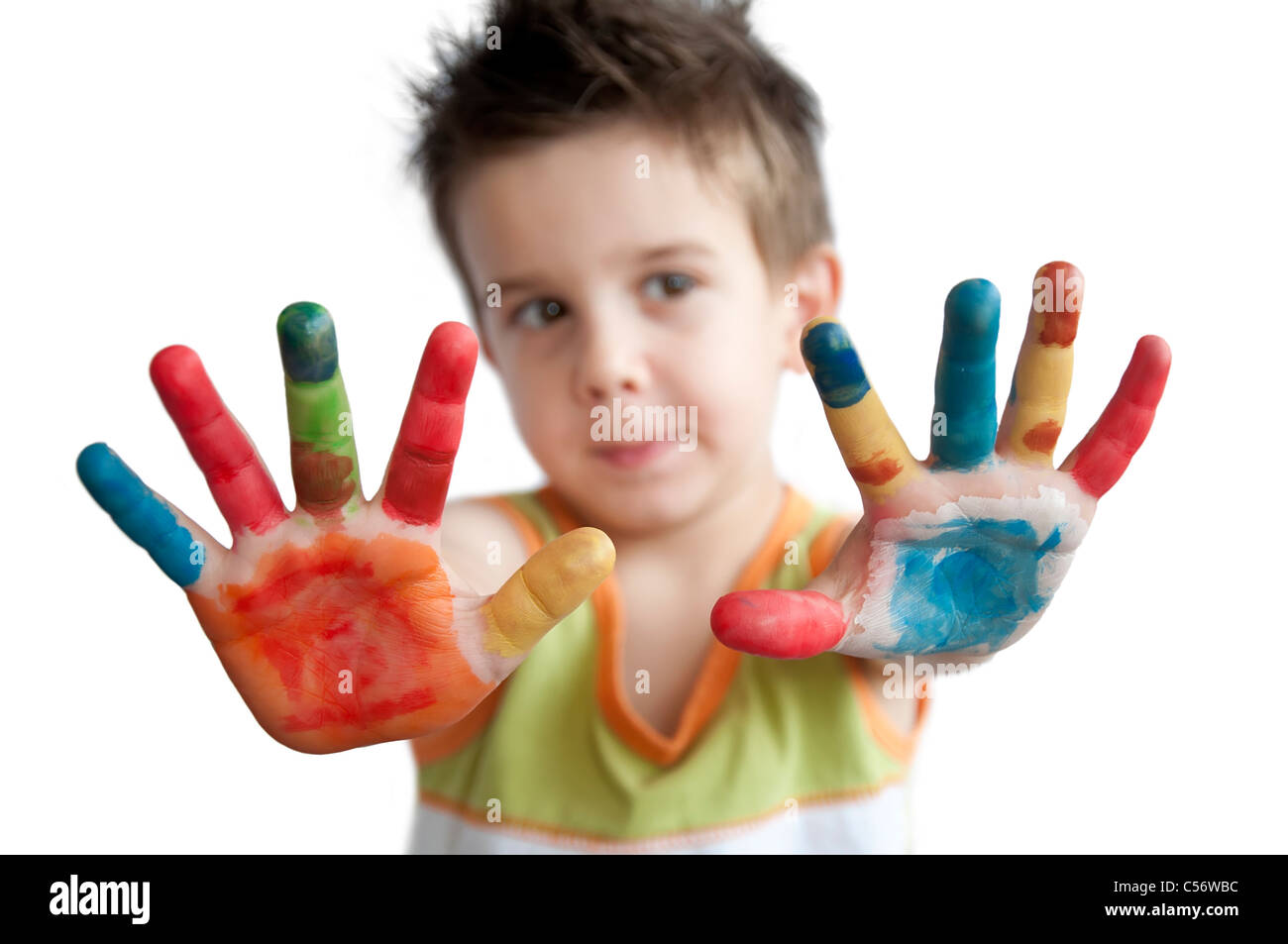 Children colored hands. Little boy hands.White isolated Stock Photo - Alamy