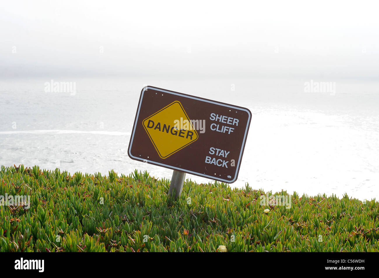 "Danger Sheer Cliff Stay Back" Warning Signs On The California ...