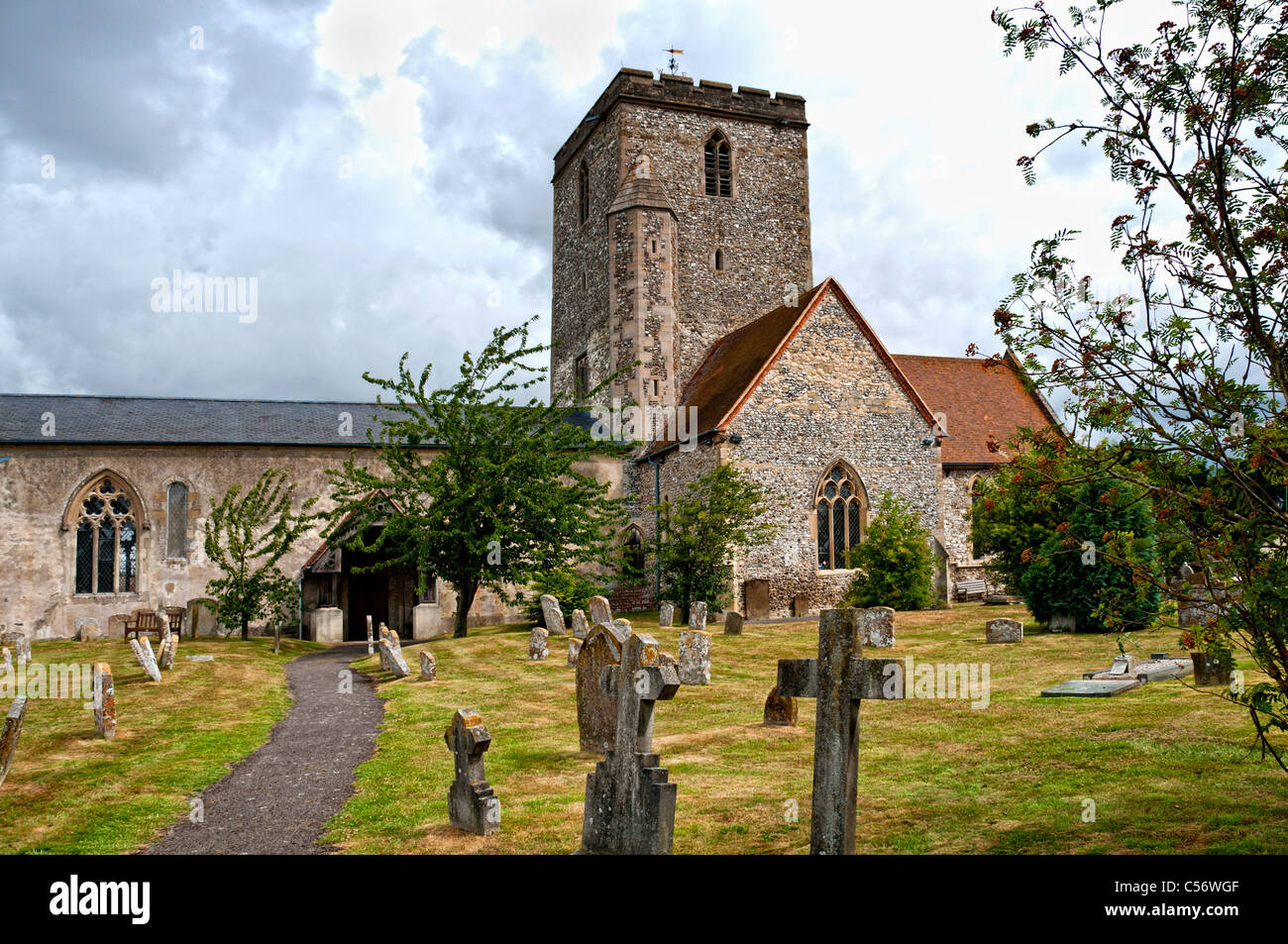 Church and churchyard at Cholsey; Kirche und Friedhof von Cholsey ...