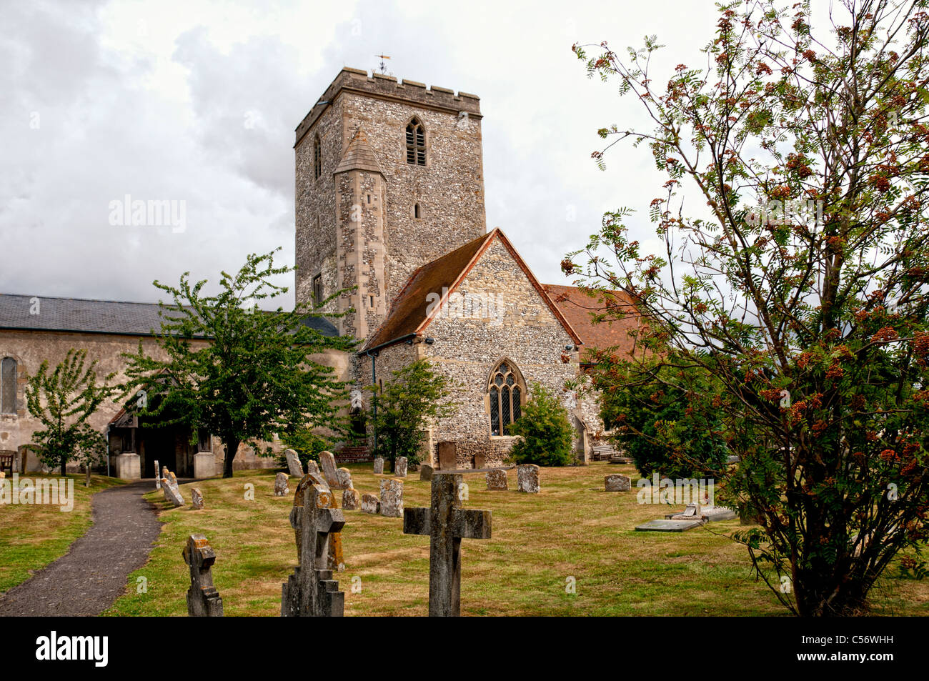 Church and churchyard at Cholsey; Kirche und Friedhof von Cholsey ...