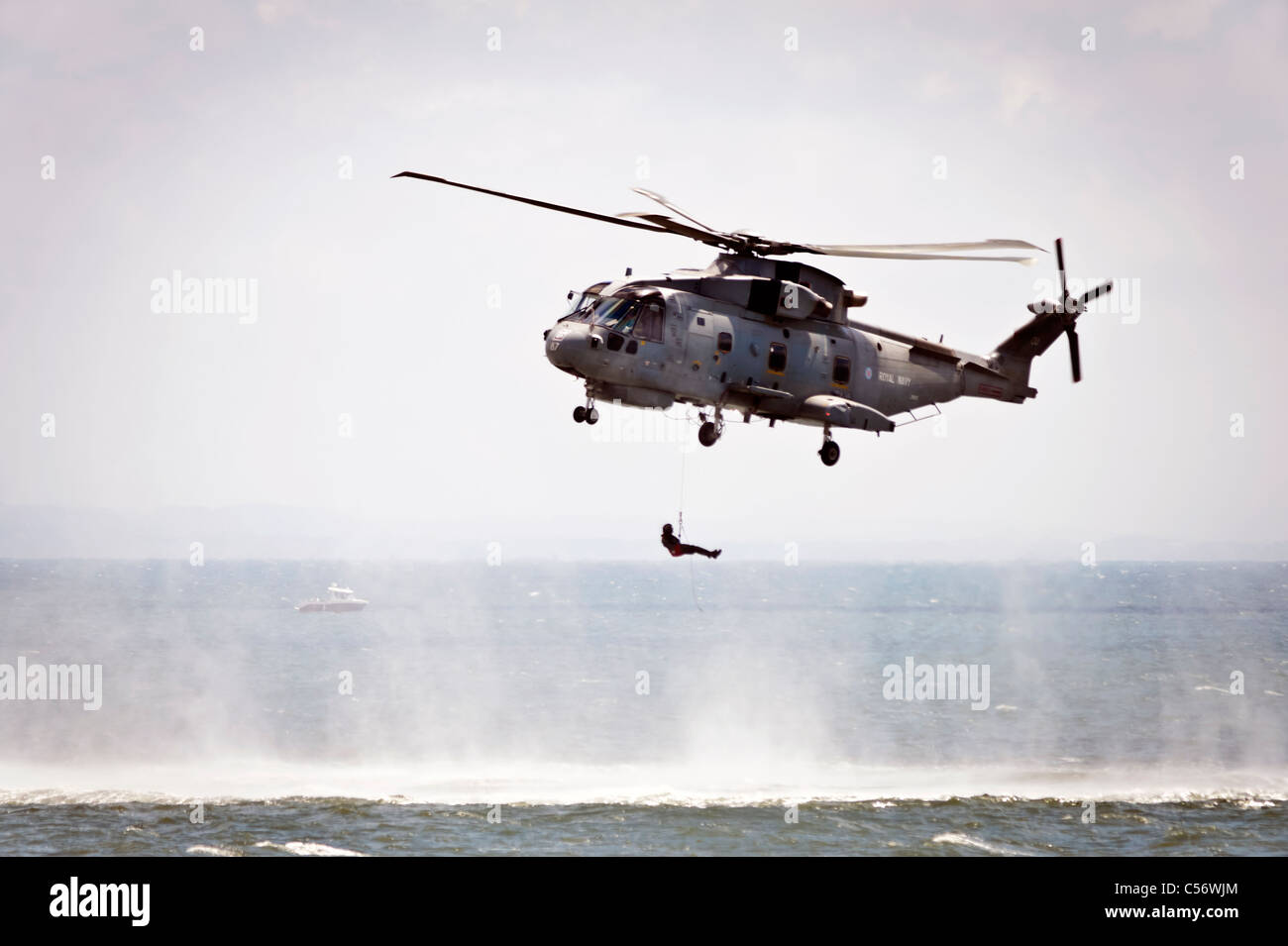 Royal Navy merlin helicopter display, National Air show, Swansea, Wales ...