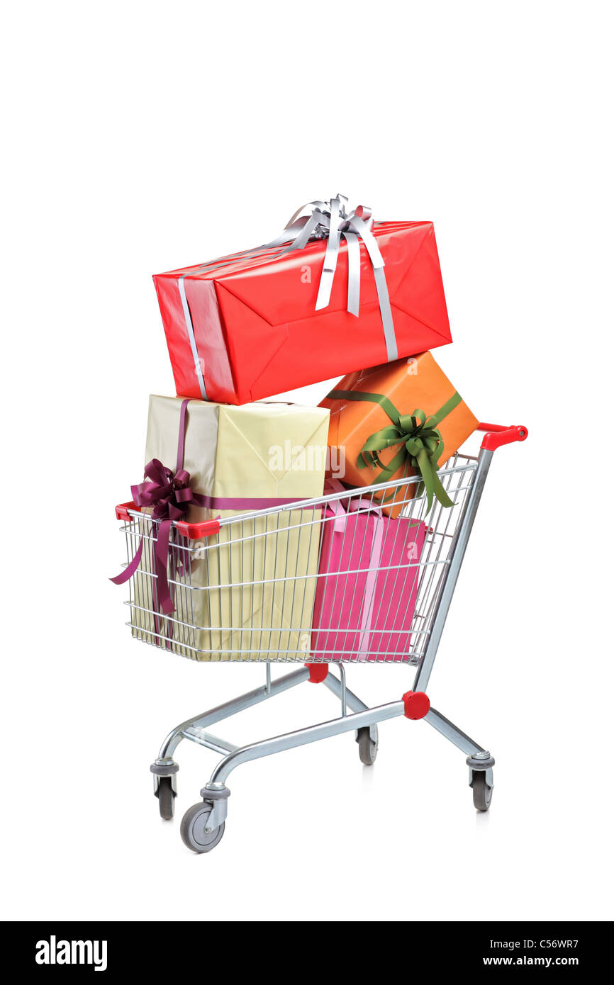 A shopping cart full with gifts Stock Photo - Alamy