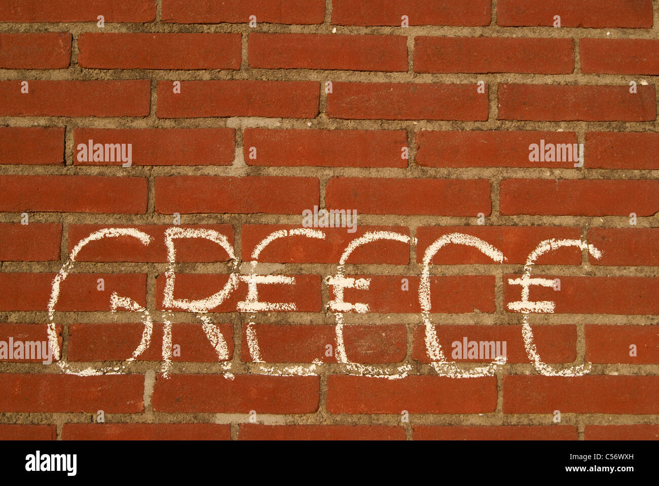Greece written on a brick wall Stock Photo - Alamy