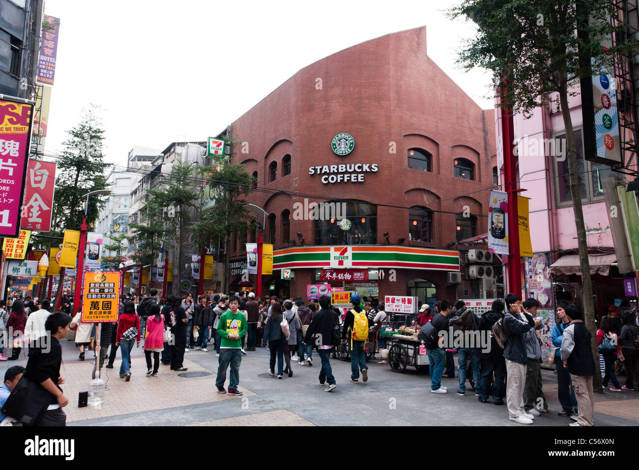 People walking at Ximending neighborhood and shopping district in the ...