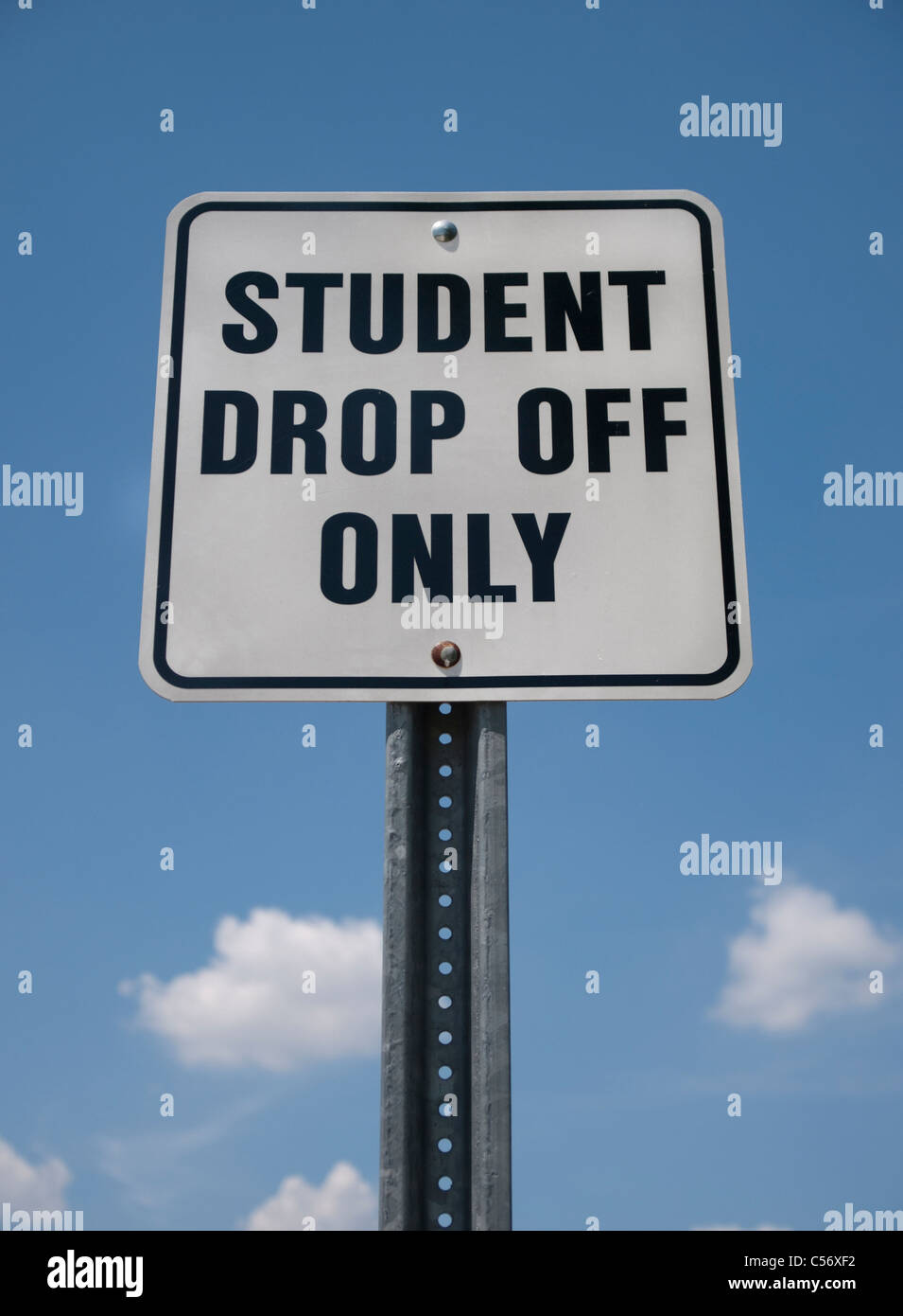 Sign that tells parents where to drop off the students on school day ...