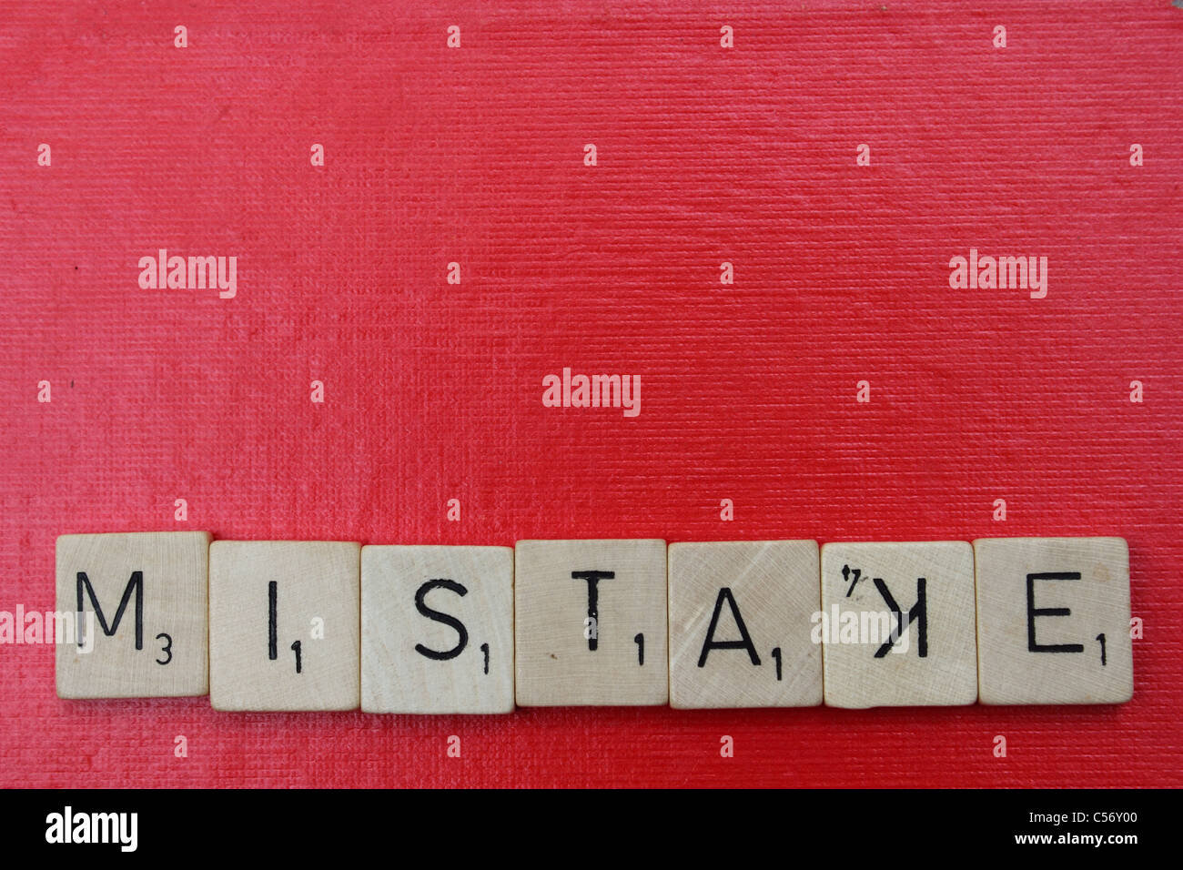 letters forming the word MISTAKE - incorrectly spelled Stock Photo - Alamy