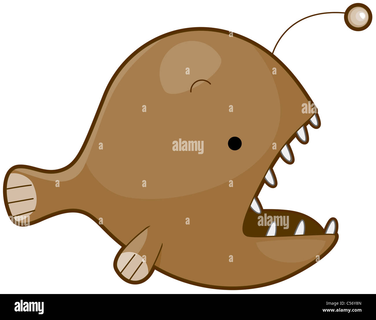 An Angler Fish Swimming to the Right, Isolated against White Background ...
