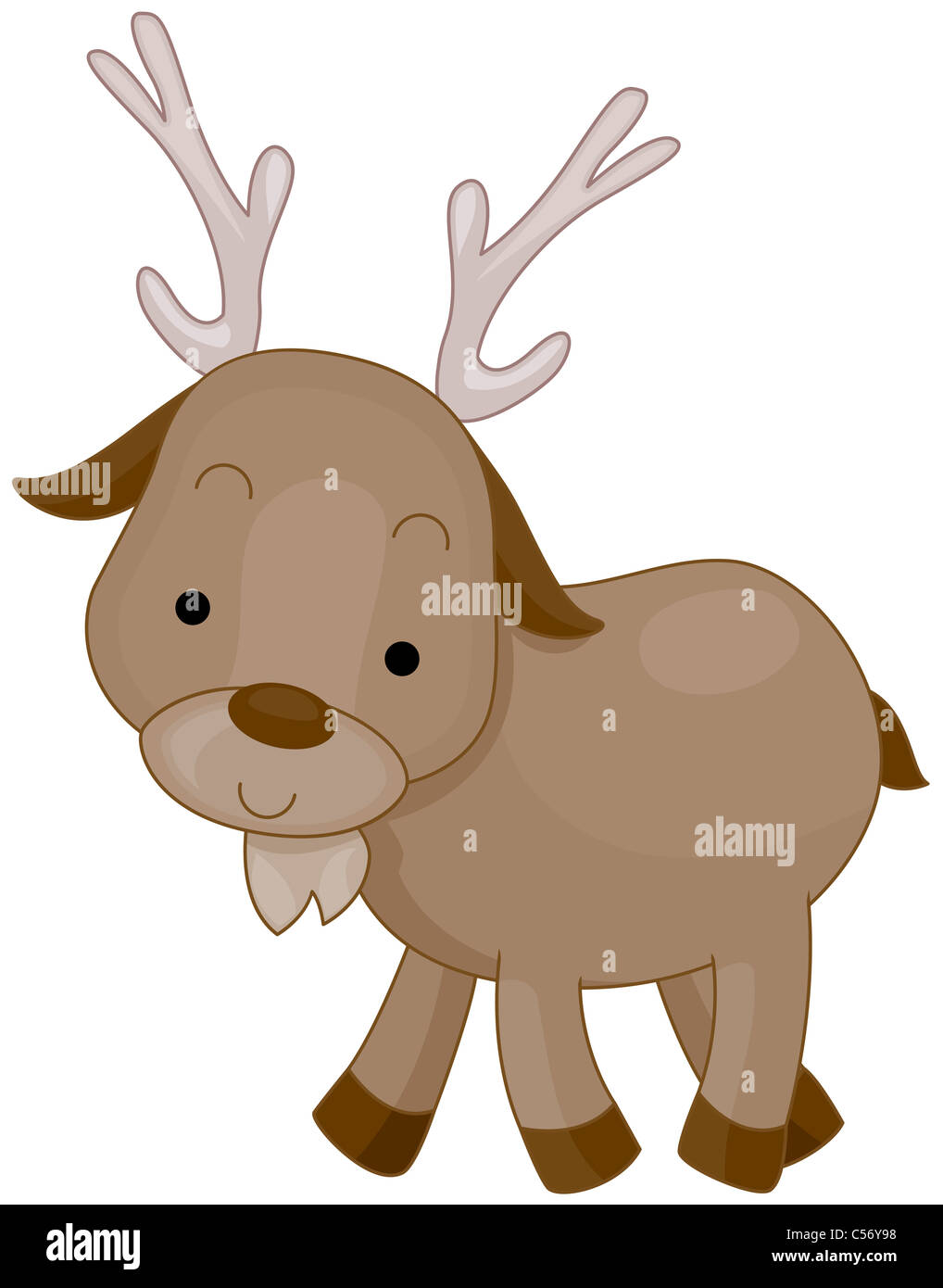 A Cute Caribou Walking to the Left Isolated against White Background ...