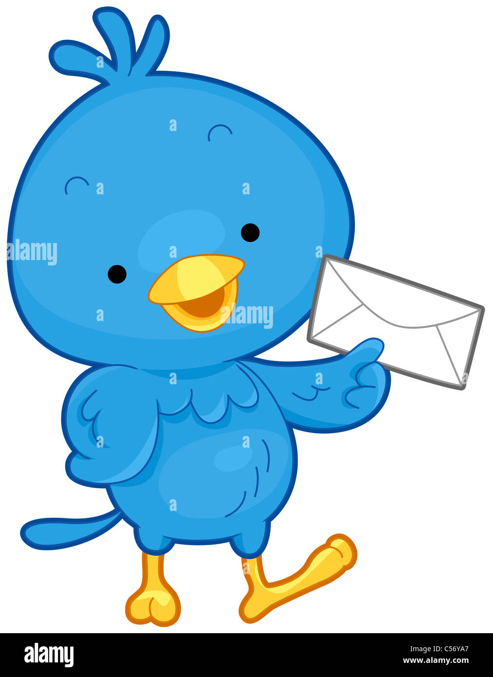 A Little Bird Carrying an Envelope Isolated against White Background ...