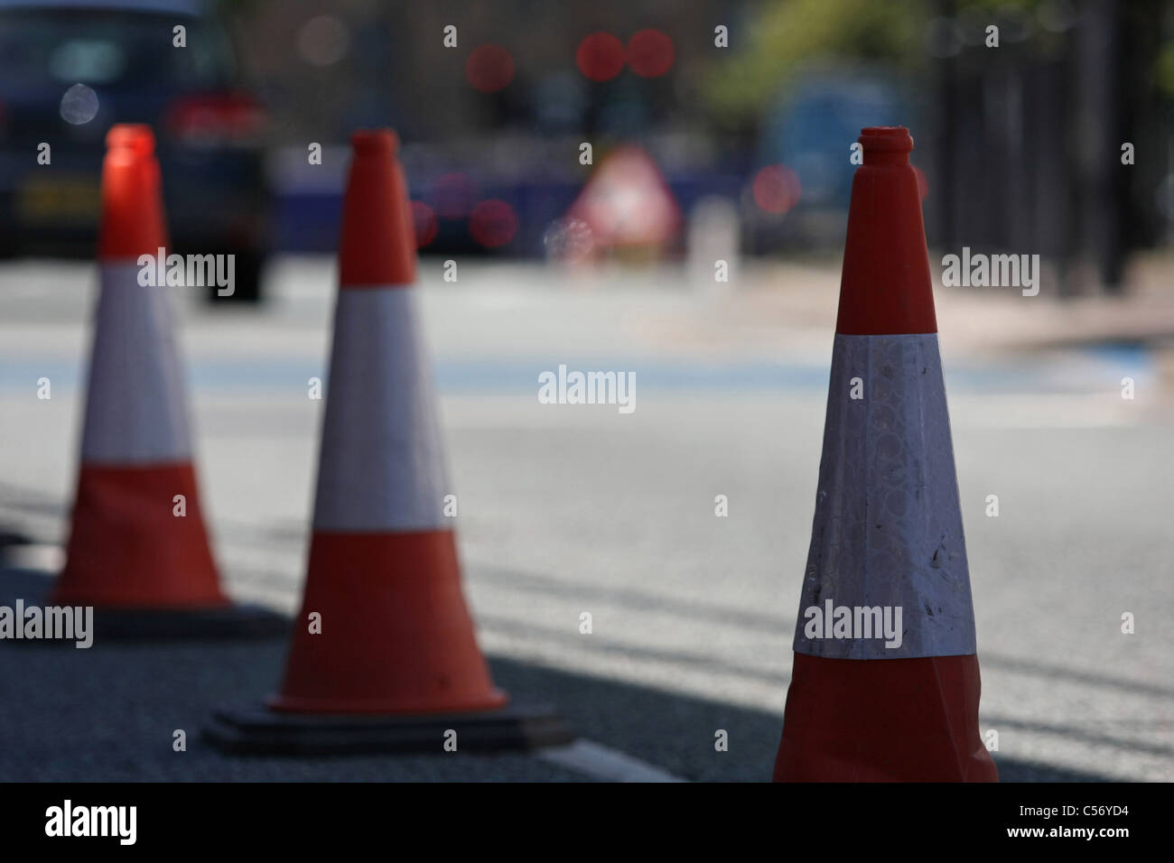 close up of 3 roadwork cones Stock Photo - Alamy