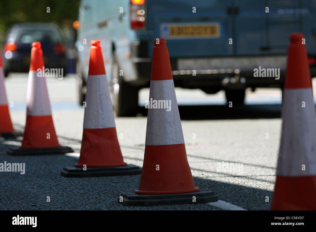 Row of street cones hi-res stock photography and images - Alamy