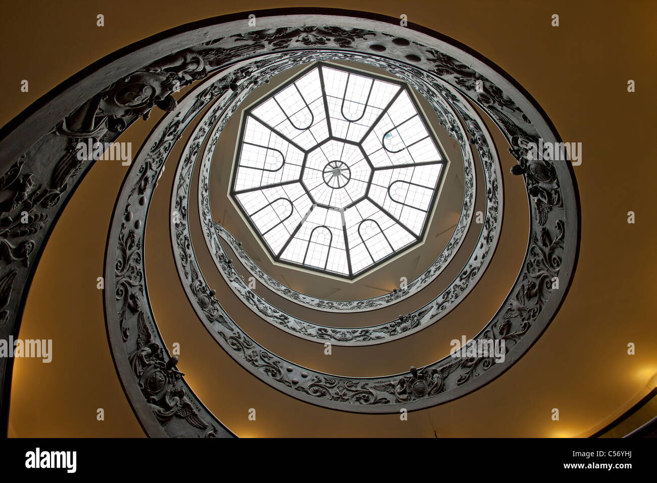 Vatican museum famous spiral ramp from upper floors to ground level ...